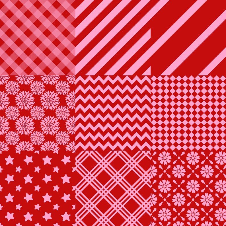 20 Red and Pink Valentine's Day Digital Paper Scrapbook Paper Valentine ...