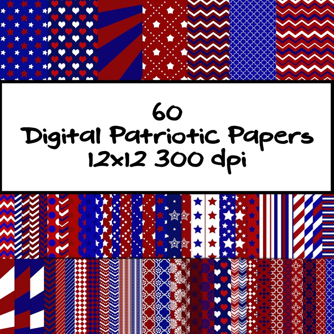 Patriotic Digital Paper Fourth of July Scrapbook Printable Paper - Etsy