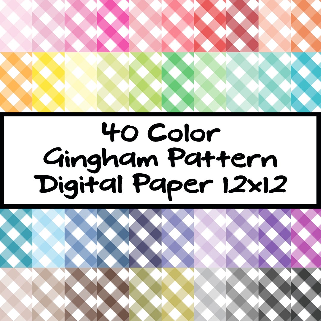 Gingham 40 Color Digital Paper Pack Bundle Digital Scrapbook Paper ...