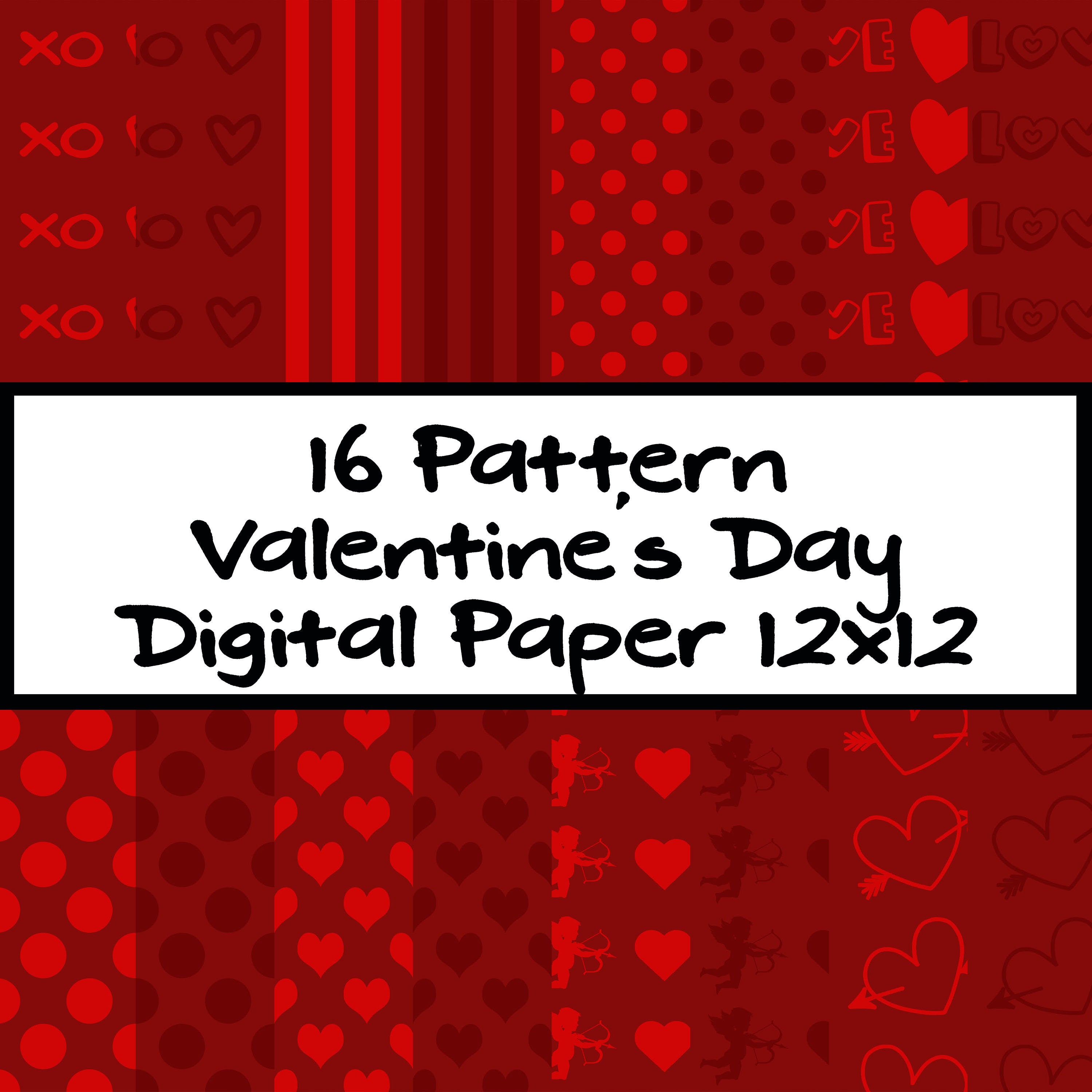 16 Red Valentine's Day Digital Paper Scrapbook Paper - Etsy España