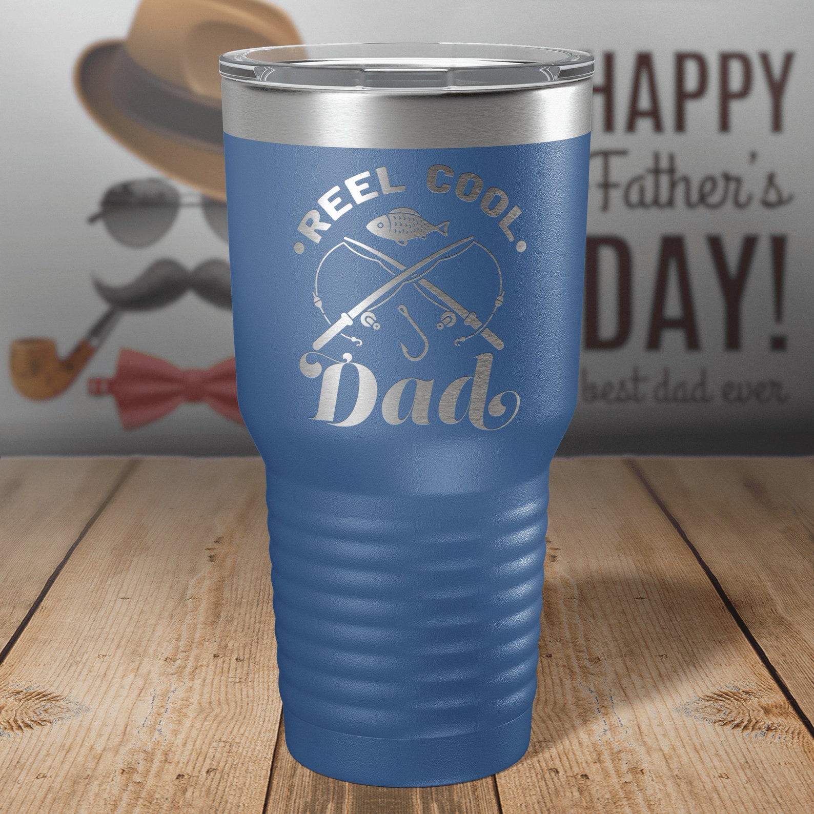 Reel Cool Dad Tumbler Fathers Day 30oz Tumbler Laser | Etsy