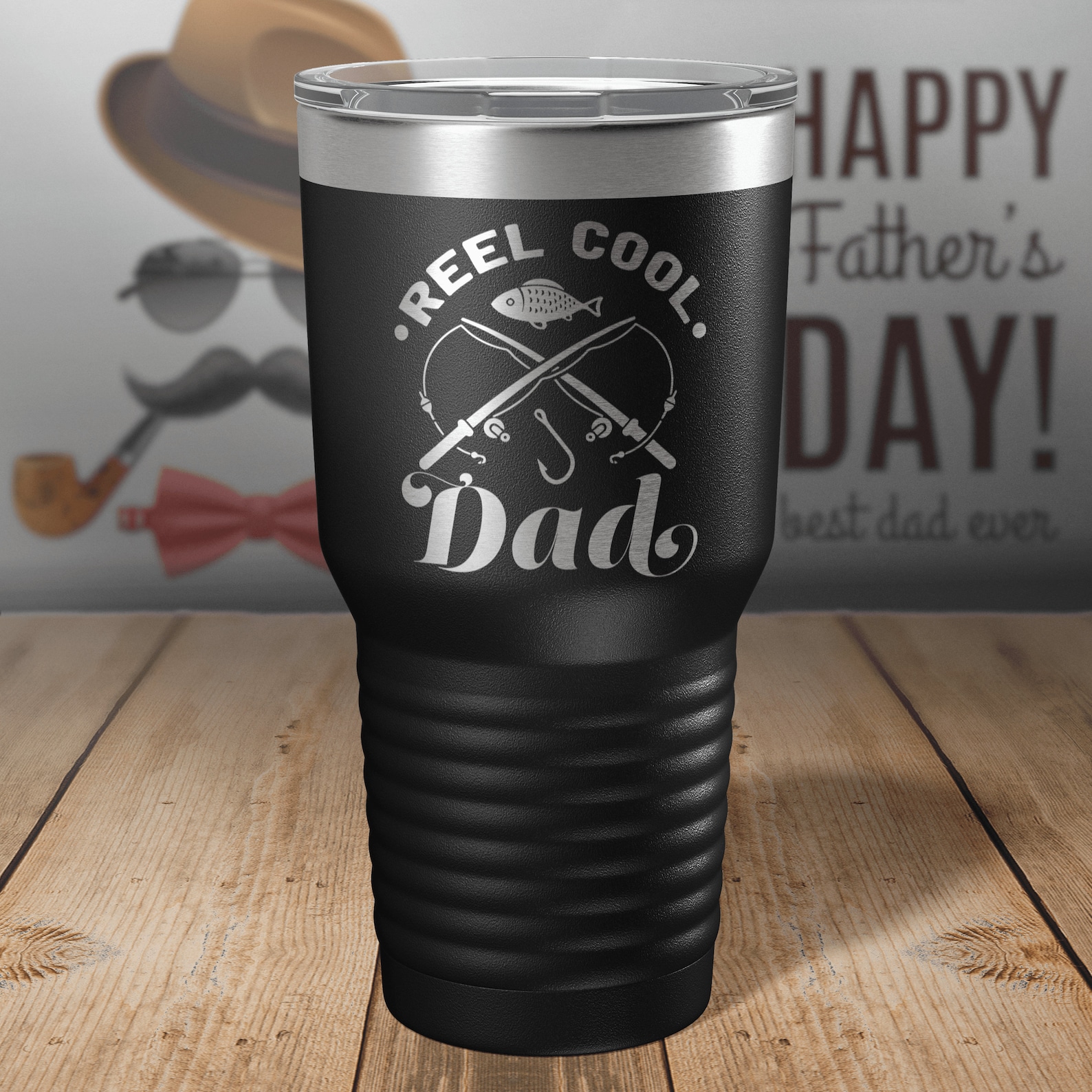 Reel Cool Dad Tumbler Fathers Day 30oz Tumbler Laser | Etsy
