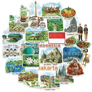 Navy Peony Diverse Indonesia Travel Stickers (28pcs) - Jakarta ...