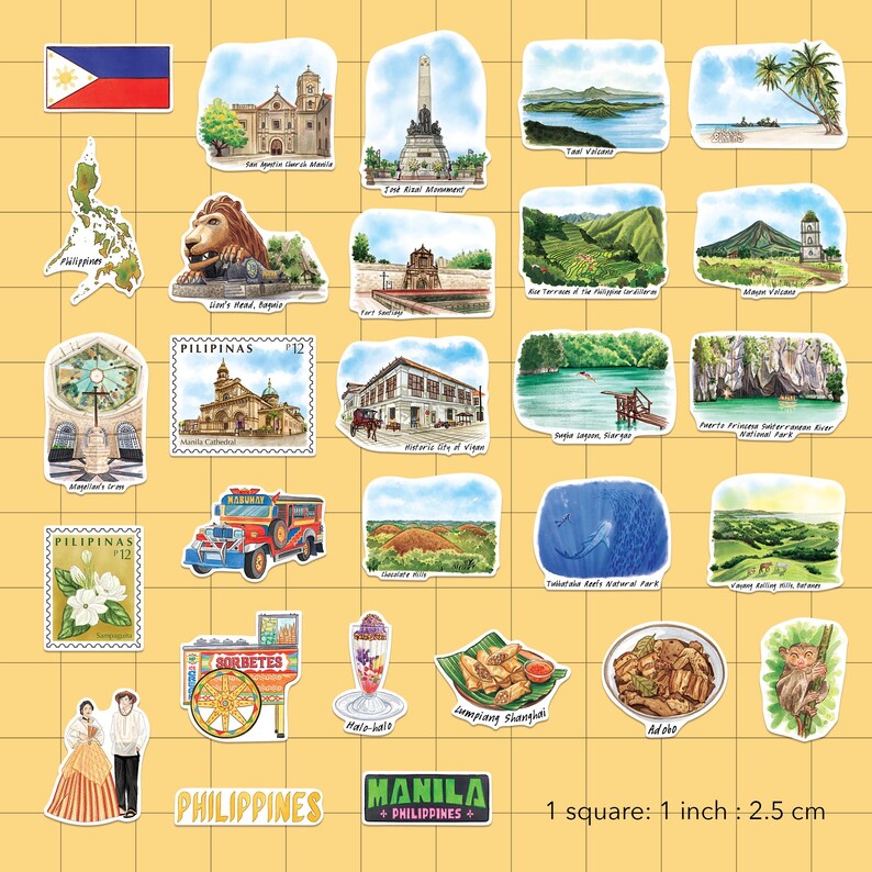 Navy Peony Pristine Philippines Travel Stickers (28pcs) - Die-cut ...