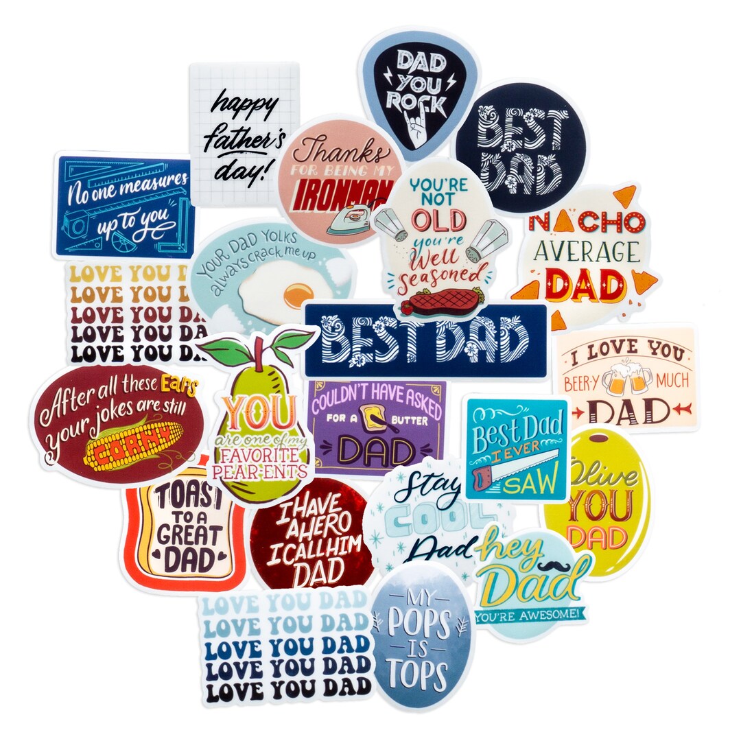 Navy Peony Witty Father's Day Stickers 22 Pcs Vibrant, Funny ...