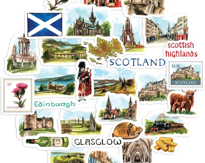 A4 Sticker Sheet Scotland Landmarks Vinyl Stickers - Scottish City Map ...