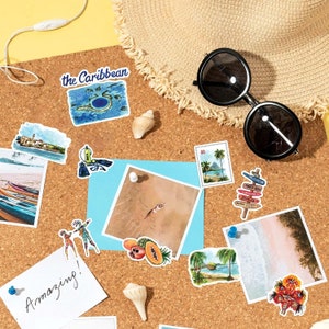 Navy Peony Caribbean Paradise Travel Stickers (31pcs) - Waterproof ...