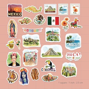 Navy Peony Enchanting Mexico Travel Sticker (27 Pieces) - Country ...