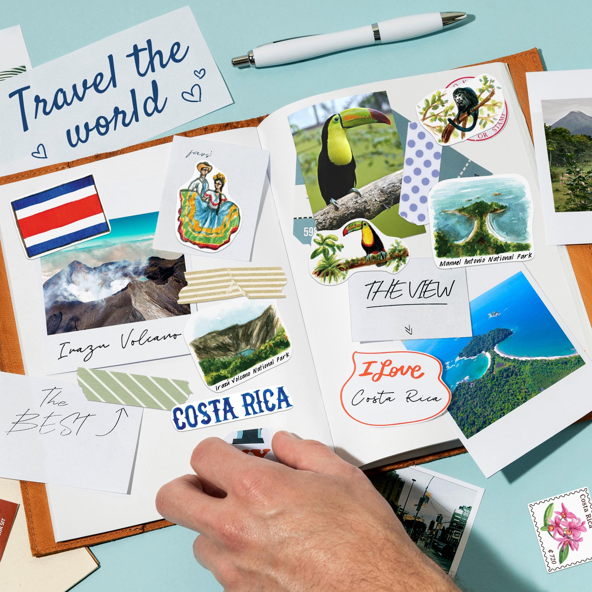 Navy Peony Coastal Costa Rica Travel Stickers (28pcs) - Hand ...