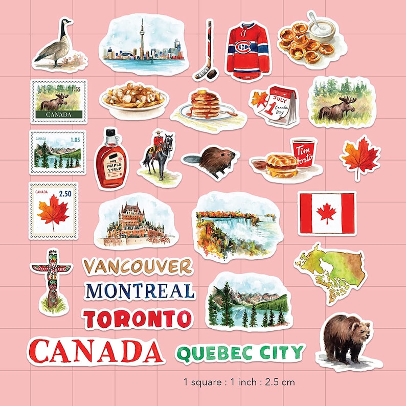 Navy Peony Breathtaking Canada Travel Stickers 29 Pieces waterproof ...