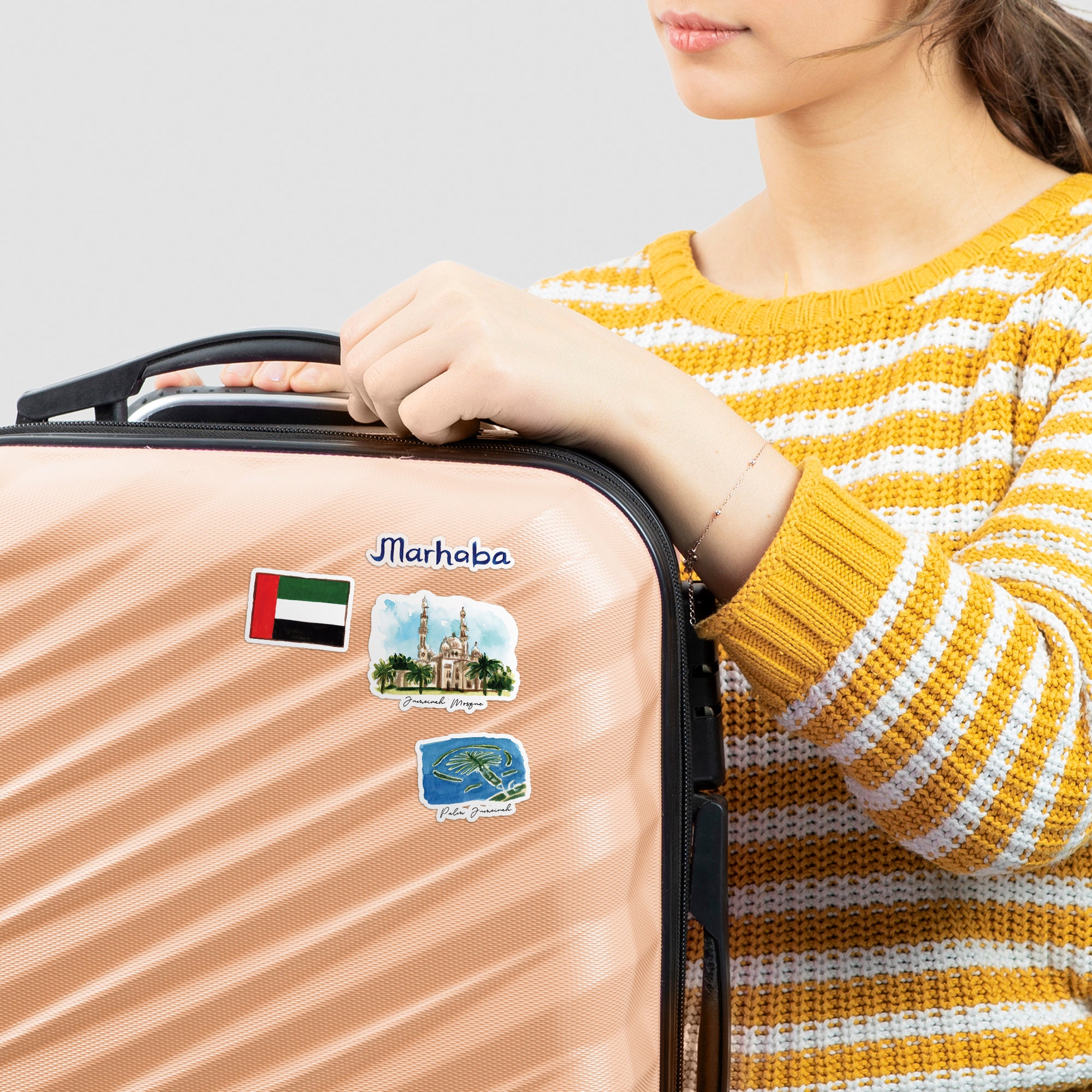 Navy Peony Futuristic Dubai Travel Stickers 30pcs Watercolor ...