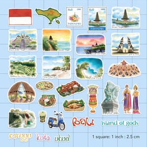 Navy Peony Spiritual Bali Travel Stickers (29pcs) - Watercolor ...