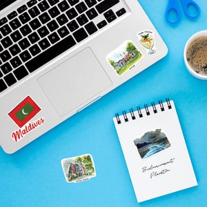 Navy Peony Blissful Maldives Travel Stickers (28pcs)-hand-illustrated ...
