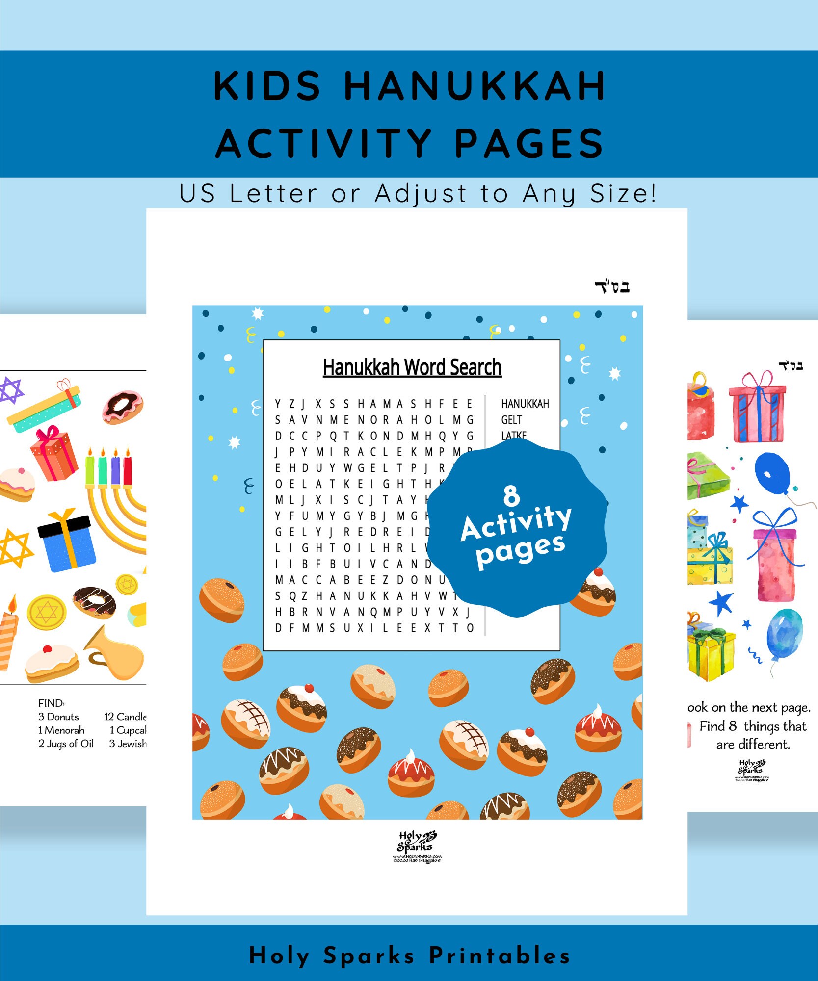 Hanukkah Kids Activity Page Printable - Etsy