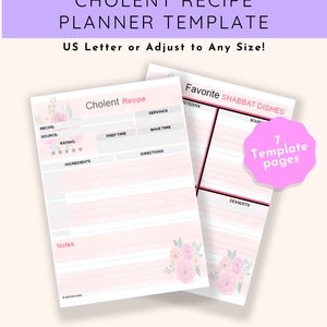 Shabbat Recipe Page Template Printable | Etsy