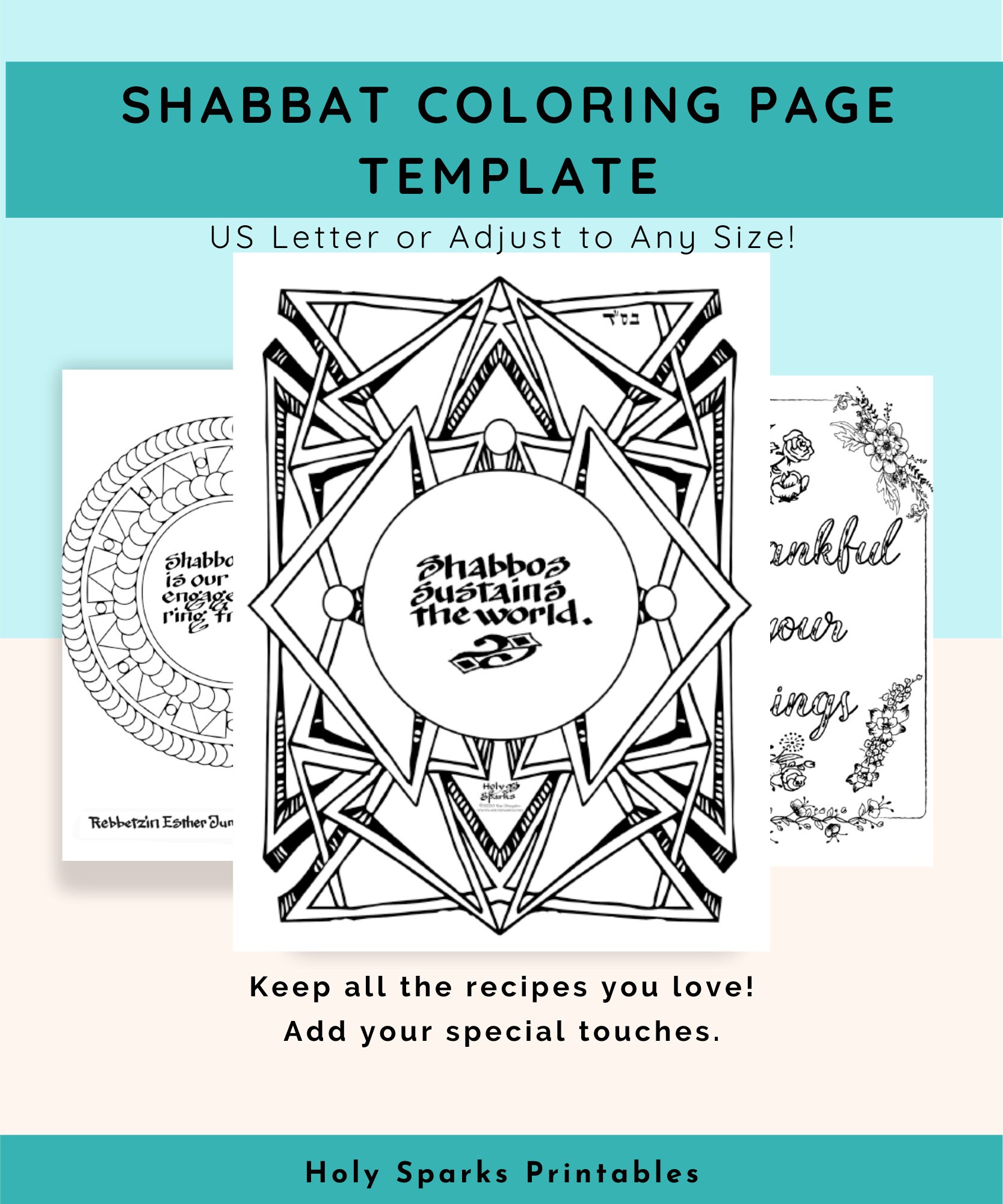 Shabbat Coloring Page Template Printable - Etsy