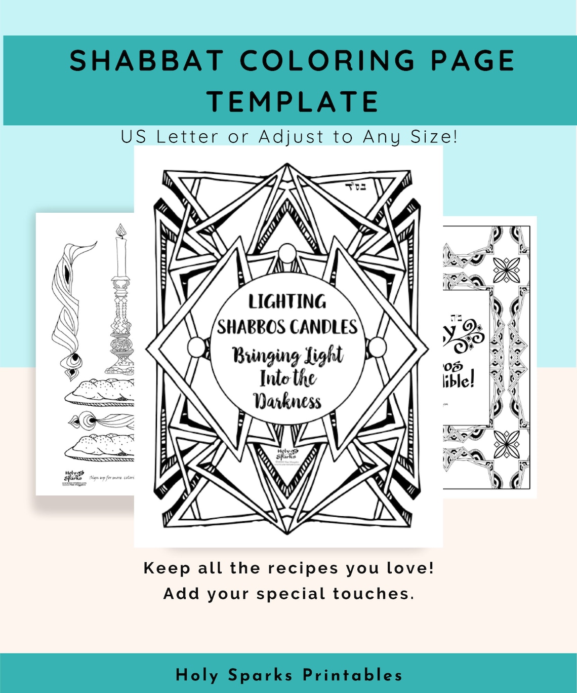 Shabbat Coloring Page Template Printable - Etsy