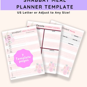 Shabbat Recipe Page Template Printable | Etsy