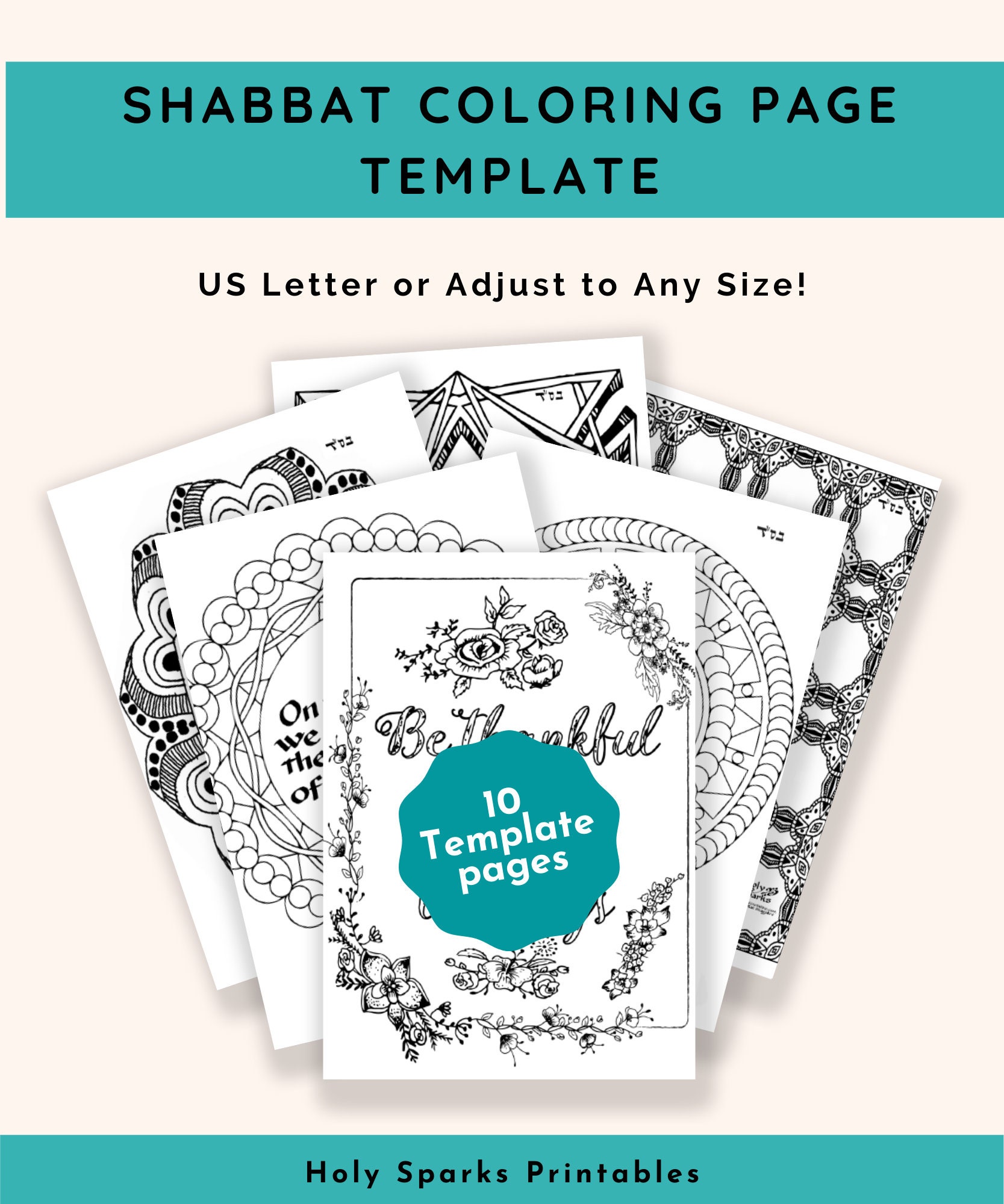 Shabbat Coloring Page Template Printable - Etsy