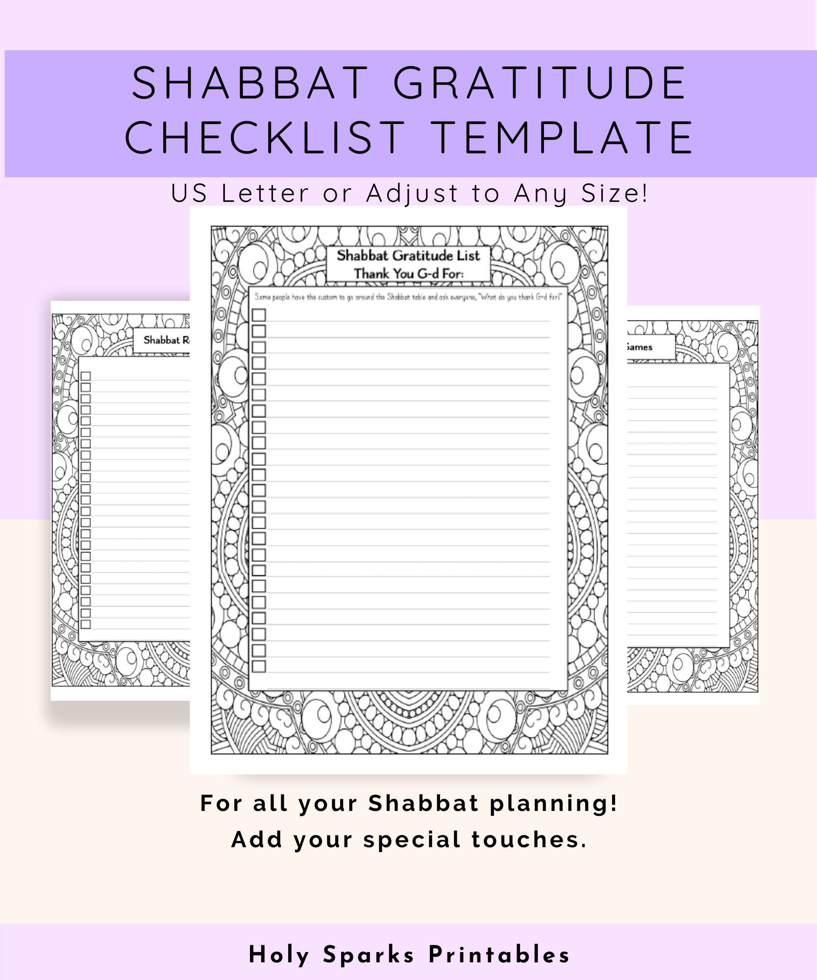 Shabbat Checklists Page Template Printable - Etsy