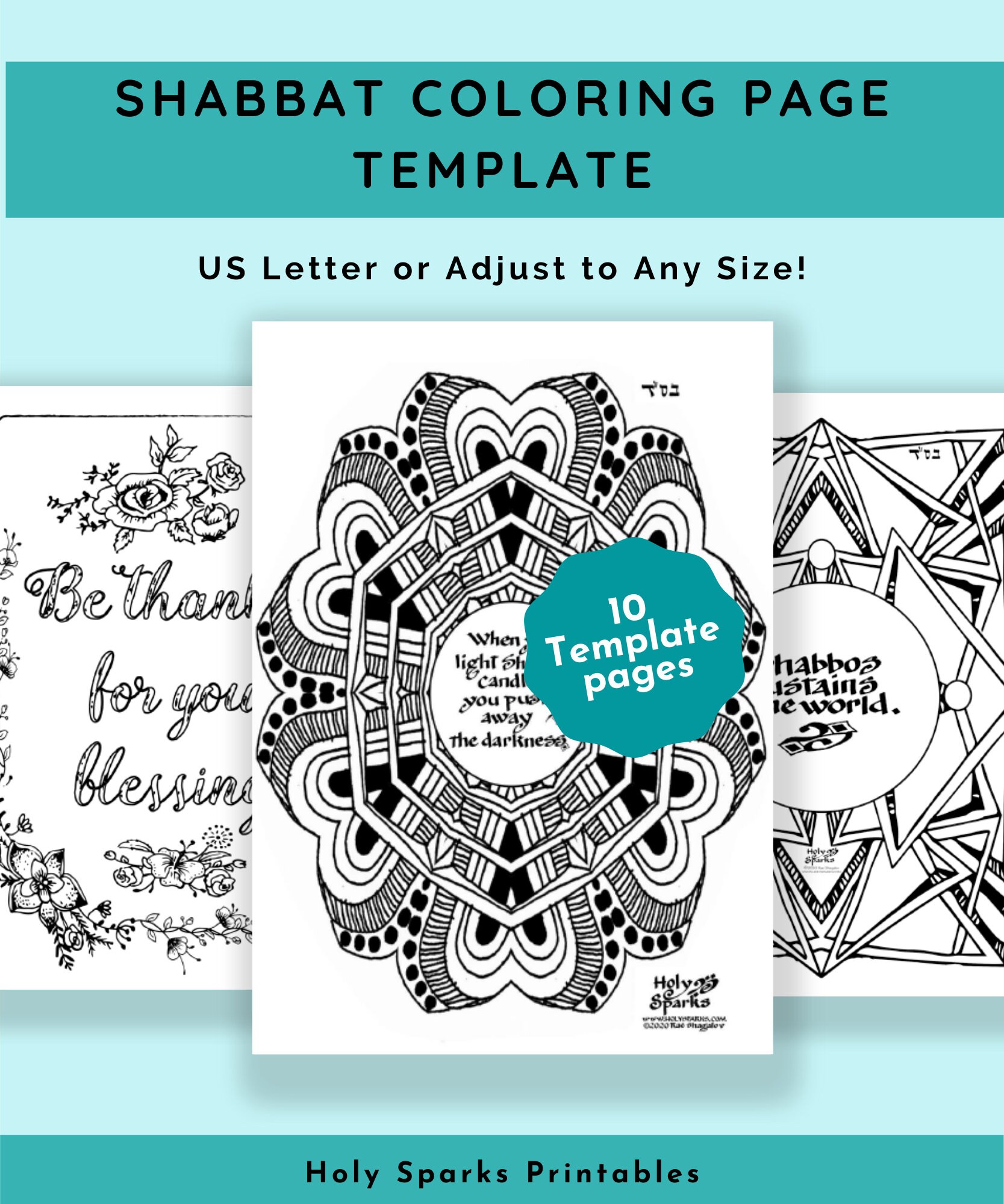 Shabbat Coloring Page Template Printable - Etsy