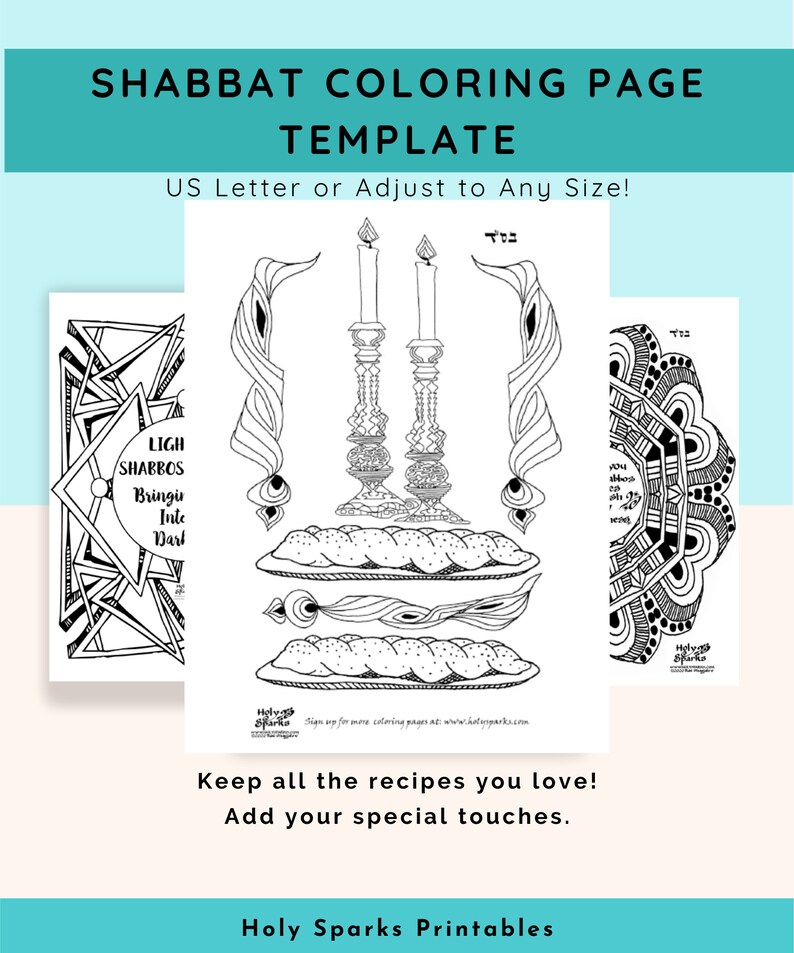 Shabbat Coloring Page Template Printable - Etsy