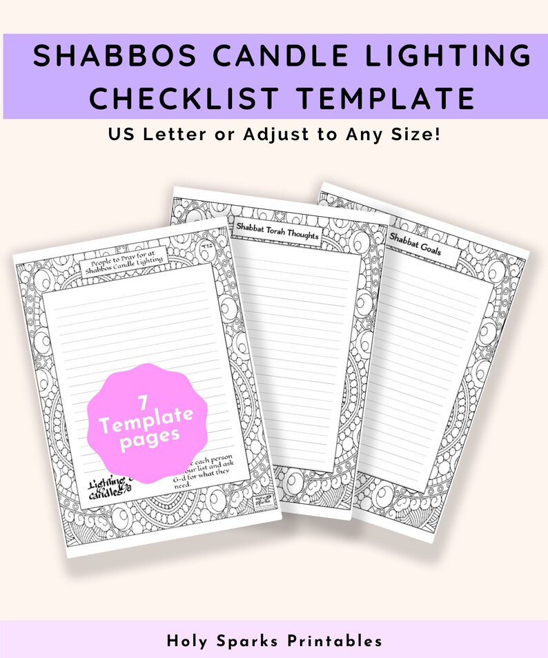Shabbat Checklists Page Template Printable - Etsy