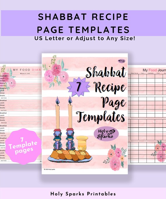 Shabbat Recipe Page Template Printable | Etsy