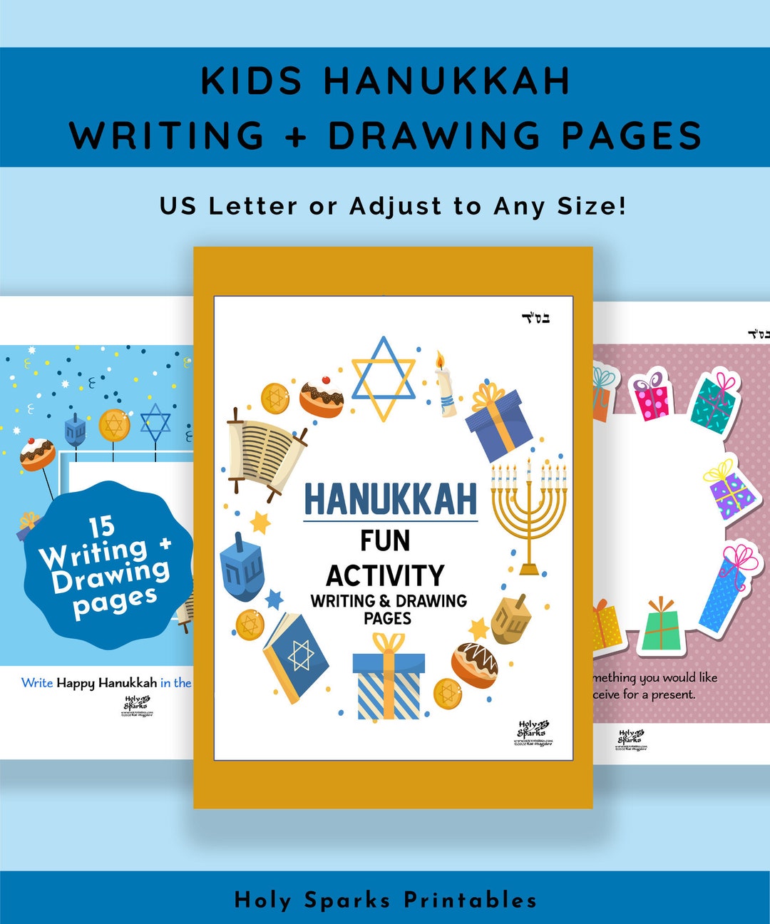 Hanukkah Kids Writing + Drawing Page Printable - Etsy