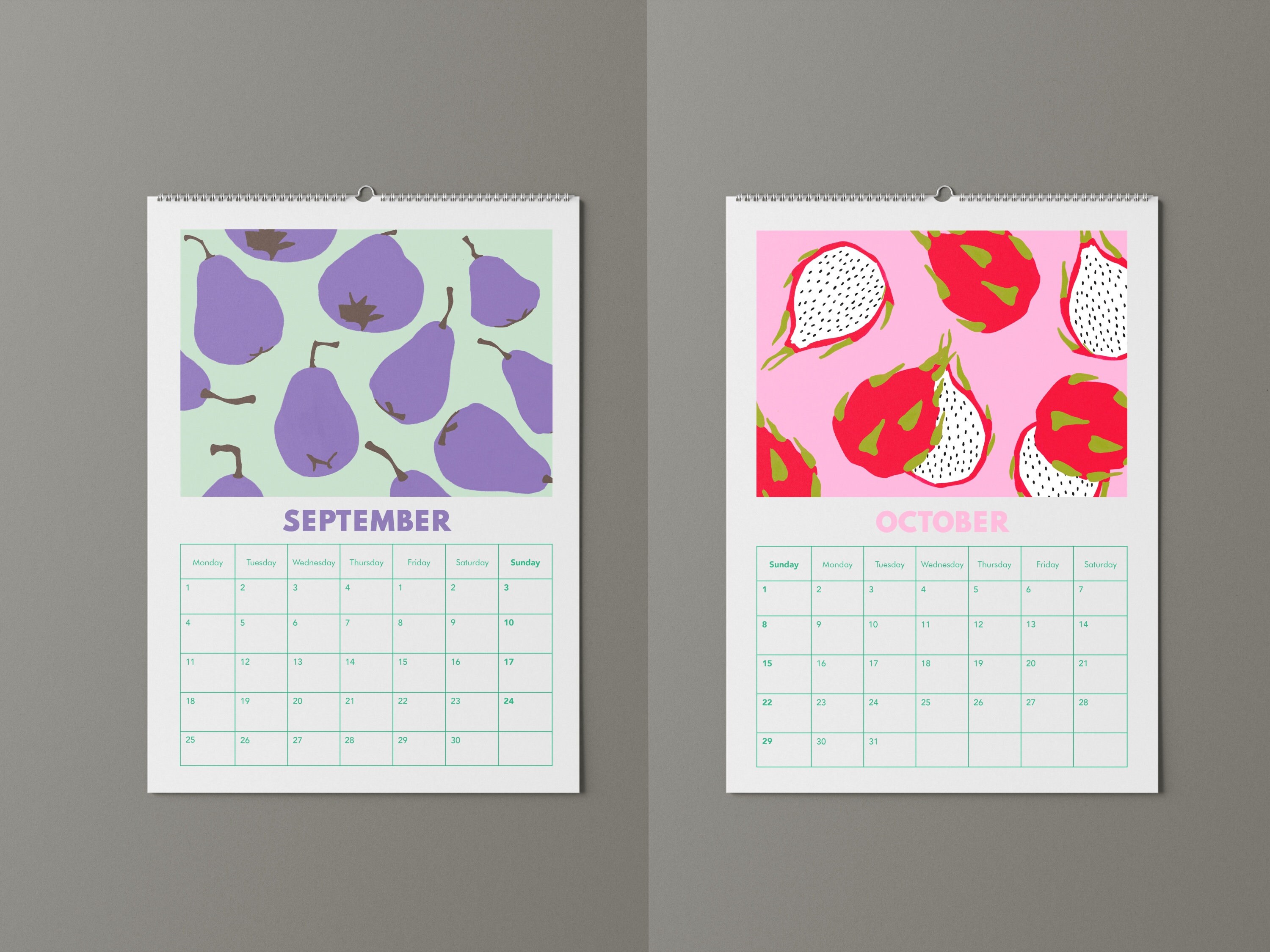 Wall Calendar 2023, Birthday Calendar 2023, Seasonal Fruits and ...