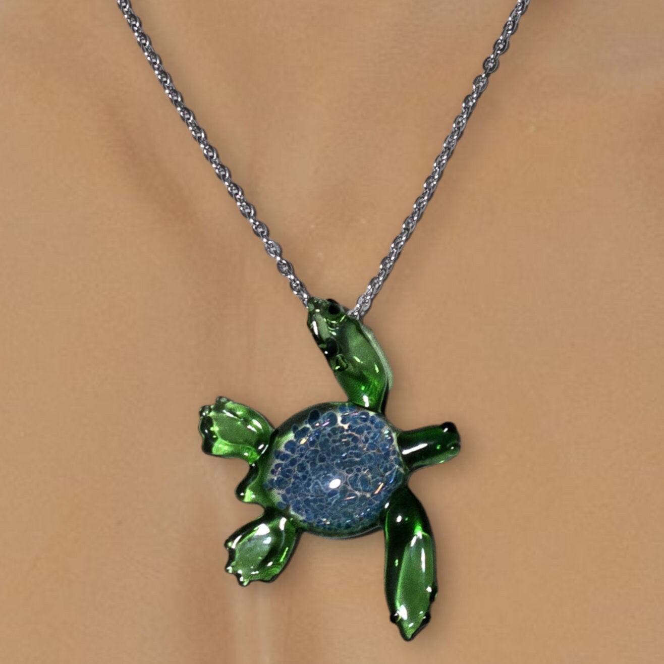 Green Sea Turtle Chain Necklace - Etsy