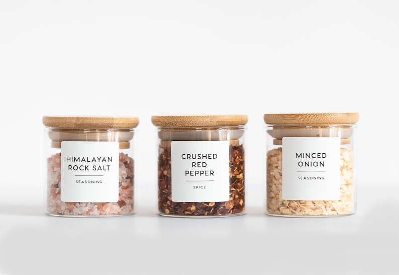 Minimalist Spice Labels for Kitchen Storage 24 96 Set - Etsy