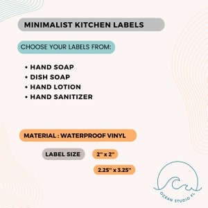 Waterproof Vinyl Hand Soap & Dish Soap Labels • Minimalist Kitchen ...