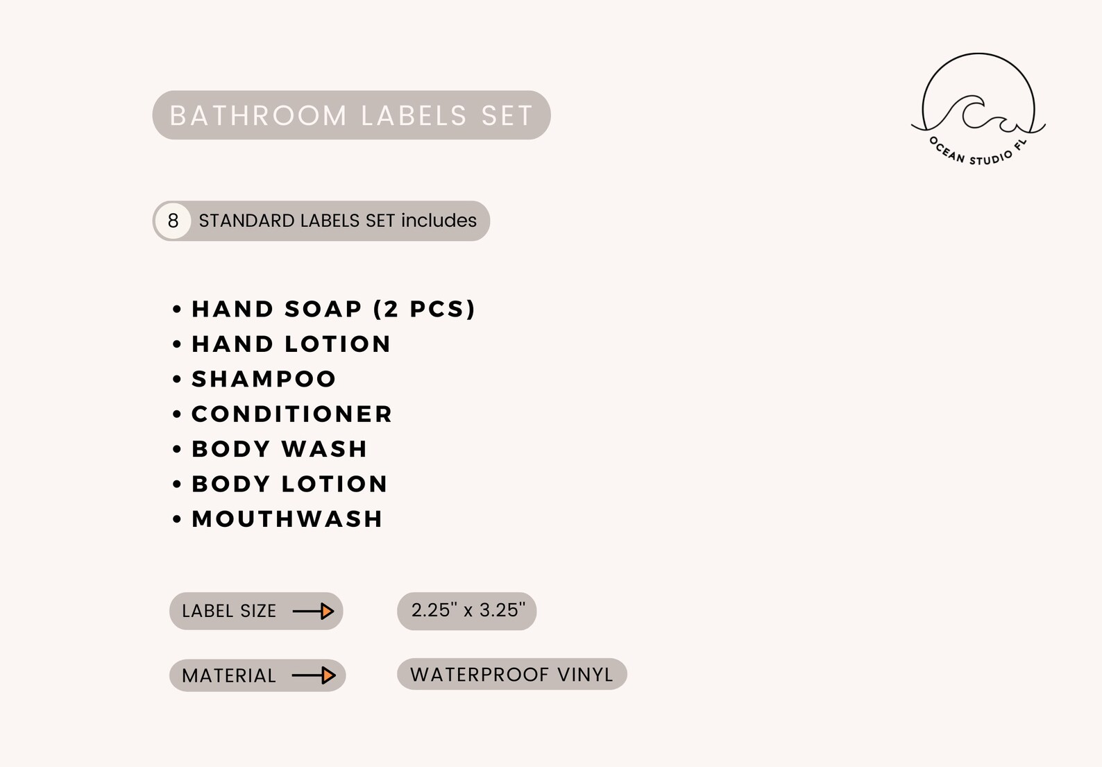 Modern Script Bathroom Labels Waterproof Vinyl Custom - Etsy