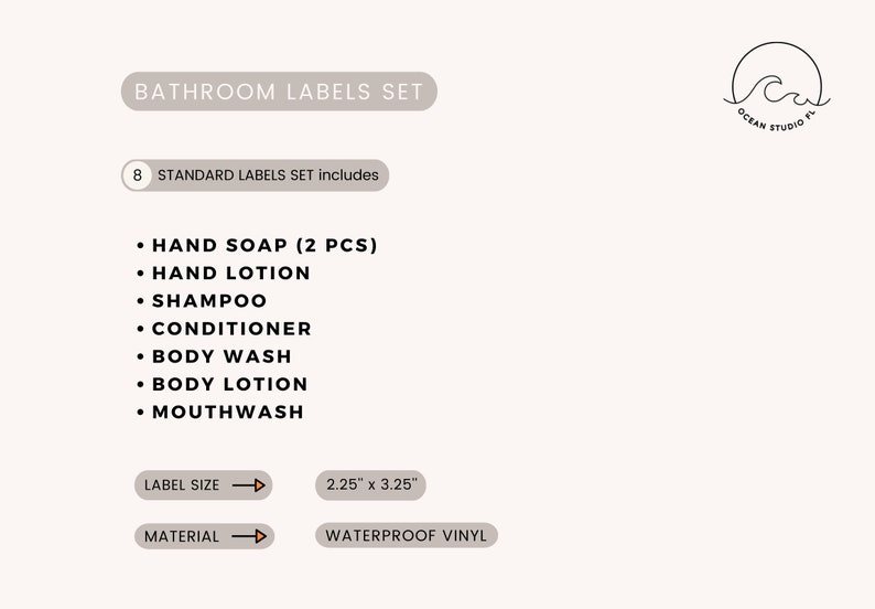 Modern Script Bathroom Labels Waterproof Vinyl Custom - Etsy