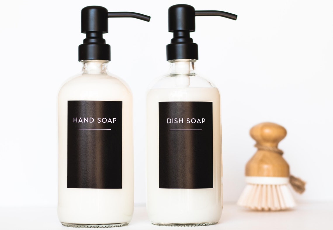 Waterproof Vinyl Hand & Dish Soap Labels: Minimalist Black Set - Etsy