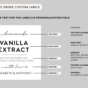 Personalized Vanilla Extract Labels Set • Stickers for Holiday Gifts • Custom Labels for Bottles ...