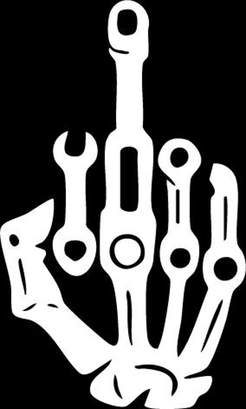 Skeleton Middle Finger Car Sticker – Vinyl Decal | Funny Offensive Car ...