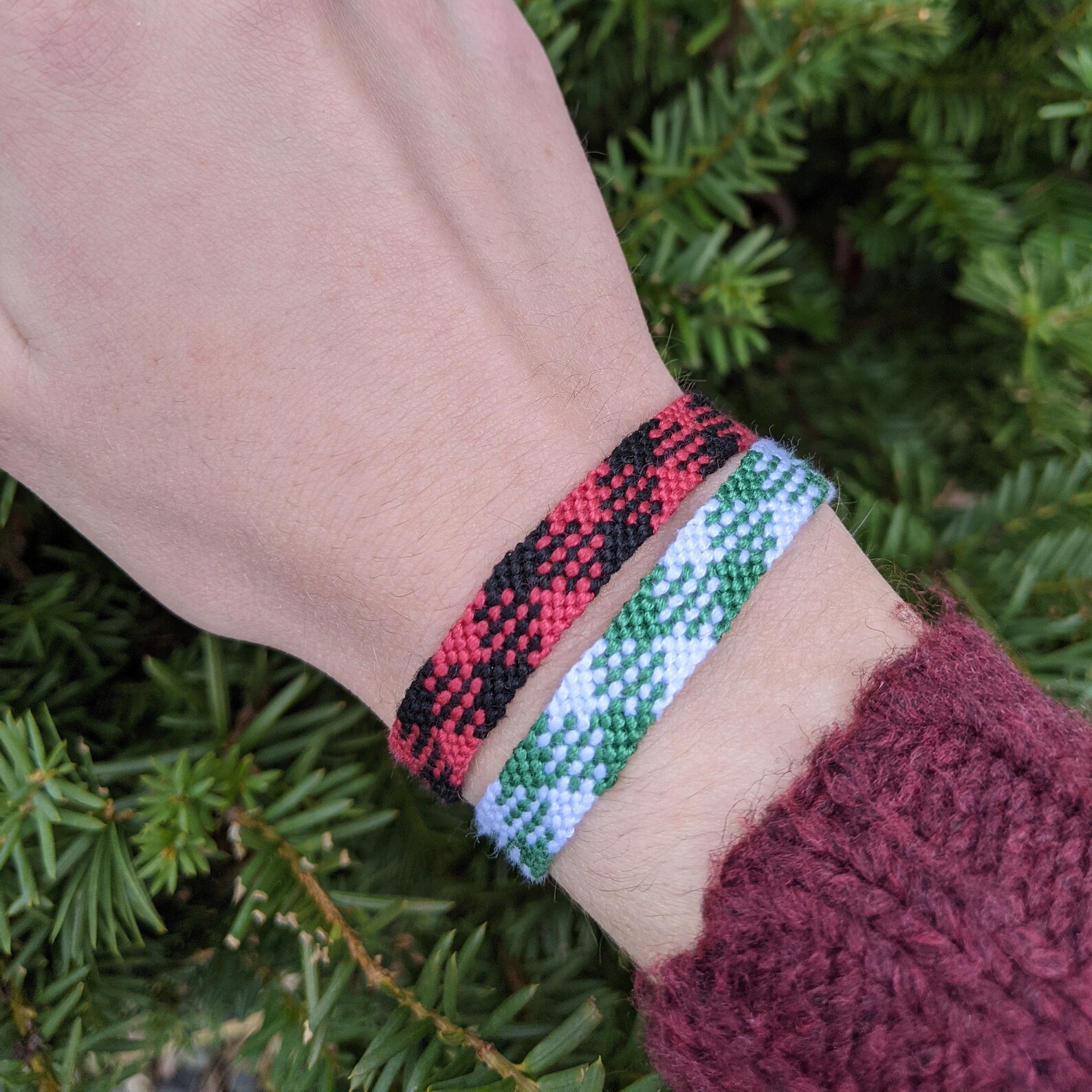 Plaid Winter Bracelet jewelry embroidery thread waterproof | Etsy