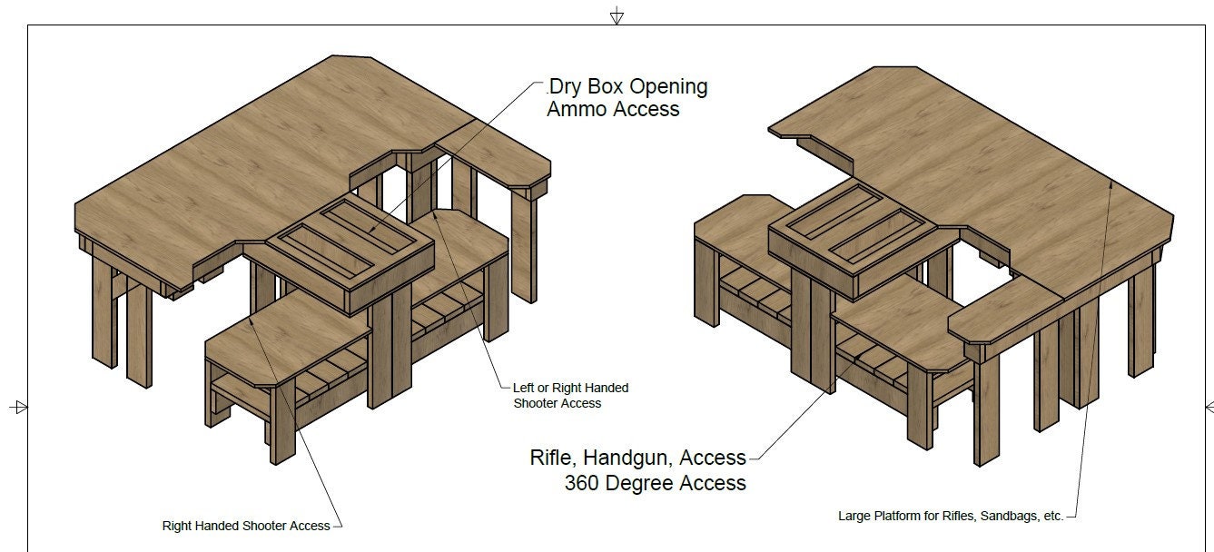 Right or Left Handed Shooting Bench / Range - Dry Box Storage, 2x6 and ...