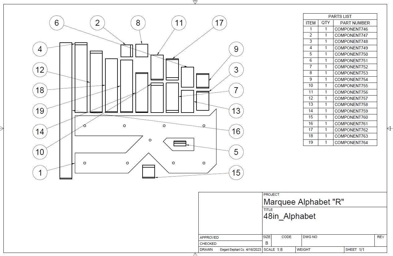 Printable Blueprint Marquee Letters A to Z 4 Feet Tall - Etsy
