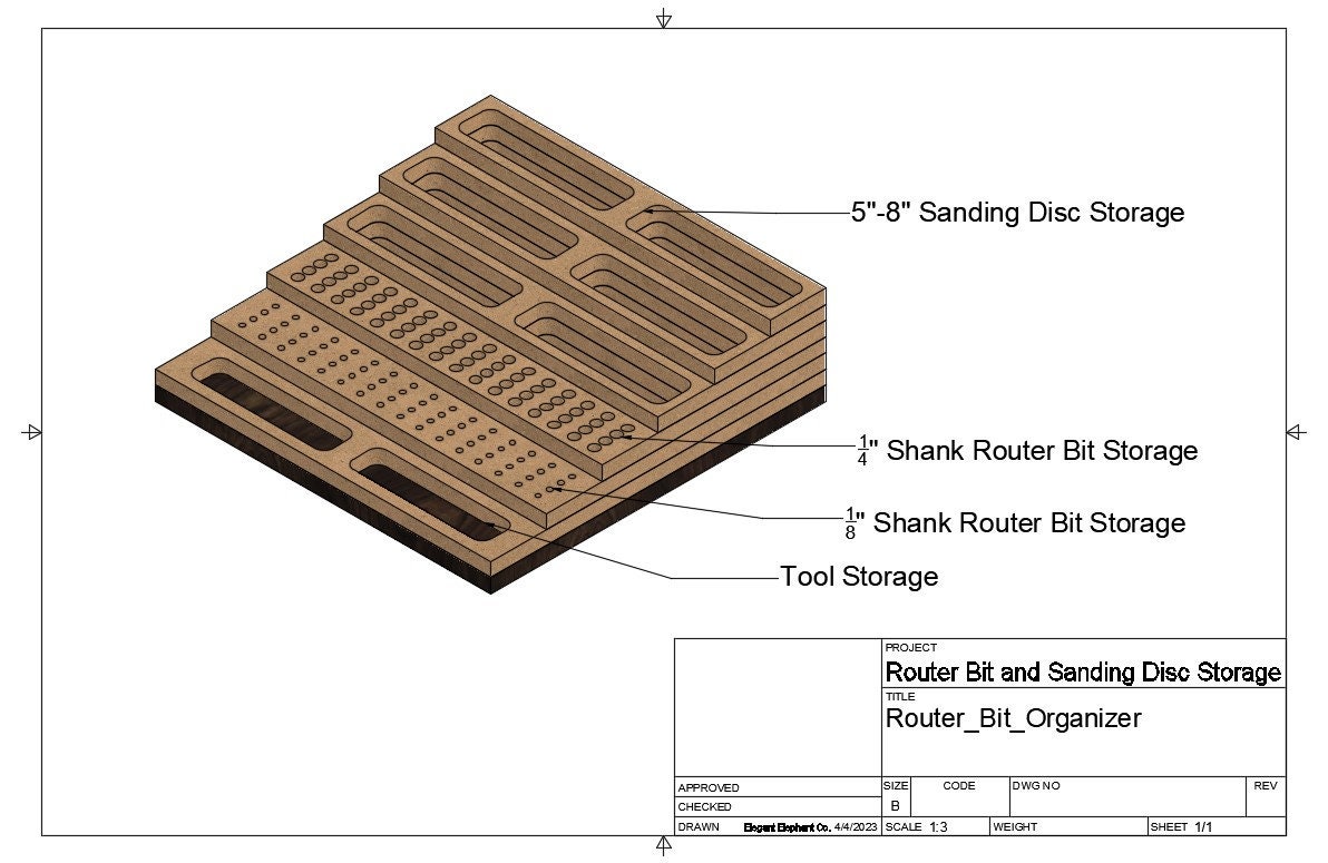 Router Bit and Random Orbital Sander Disc Organizer, CNC Cut File - Cut ...