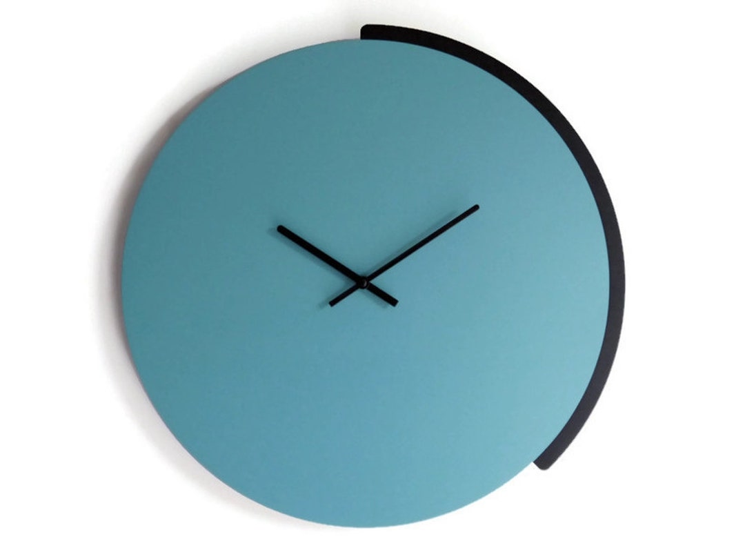 15 Inch Turquoise Laser Cut Wooden Wall Clock Quiet Minimalist Golden ...