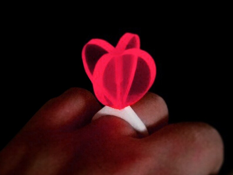 Solitaire with laser cut acrylic heart Big heart jewelry | Etsy