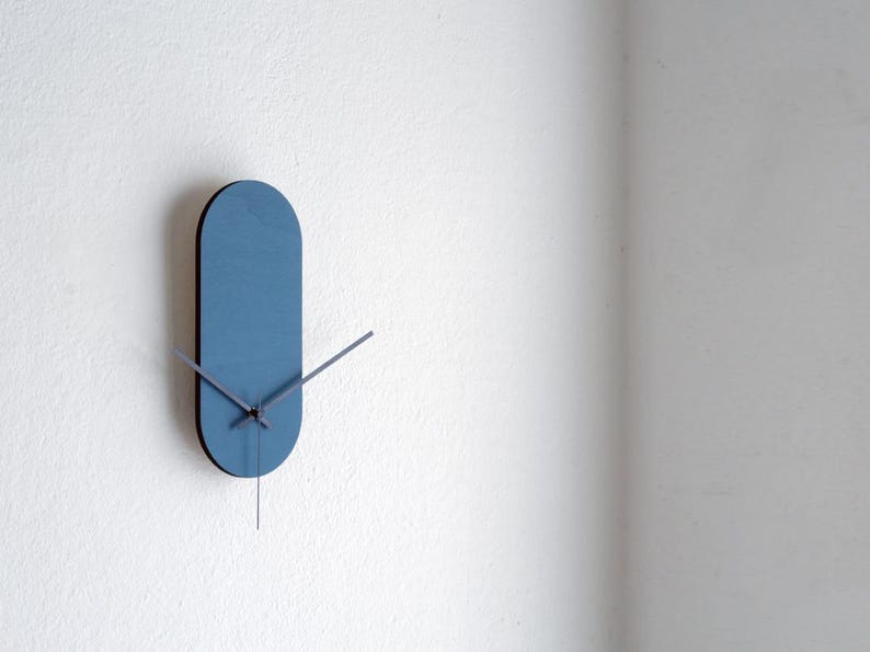 Teal Oblong Wooden Wall Clock: Minimalist Silent Modern Timekeeper - Etsy