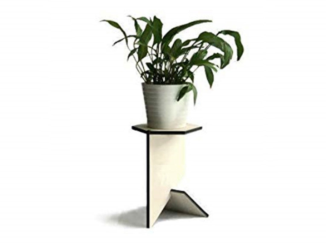 Hexagonal Wooden Plant Stand, Modern Indoor Accent Table, Stylish ...