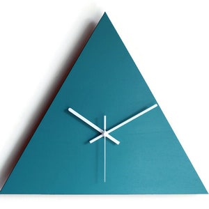 19 Modern Large Geometric Triangular Wall Clock in Teal - Etsy