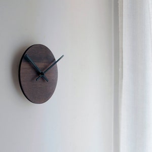 7 Inch Rosewood Minimalist Wall Clock Silent No Ticking Compact Round ...