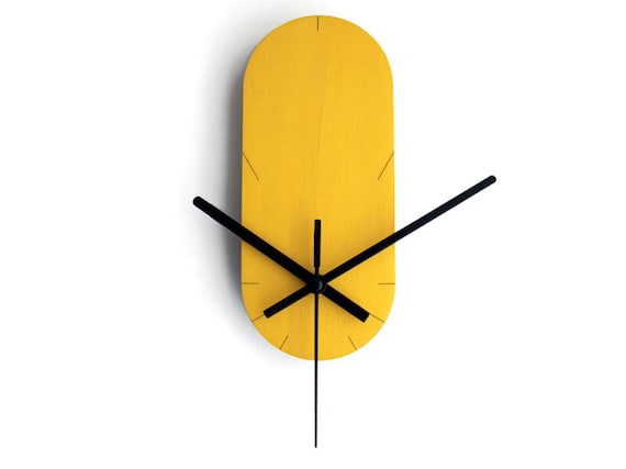Minimalist Very Small Wooden Quiet Yellow Wall Clock With - Etsy