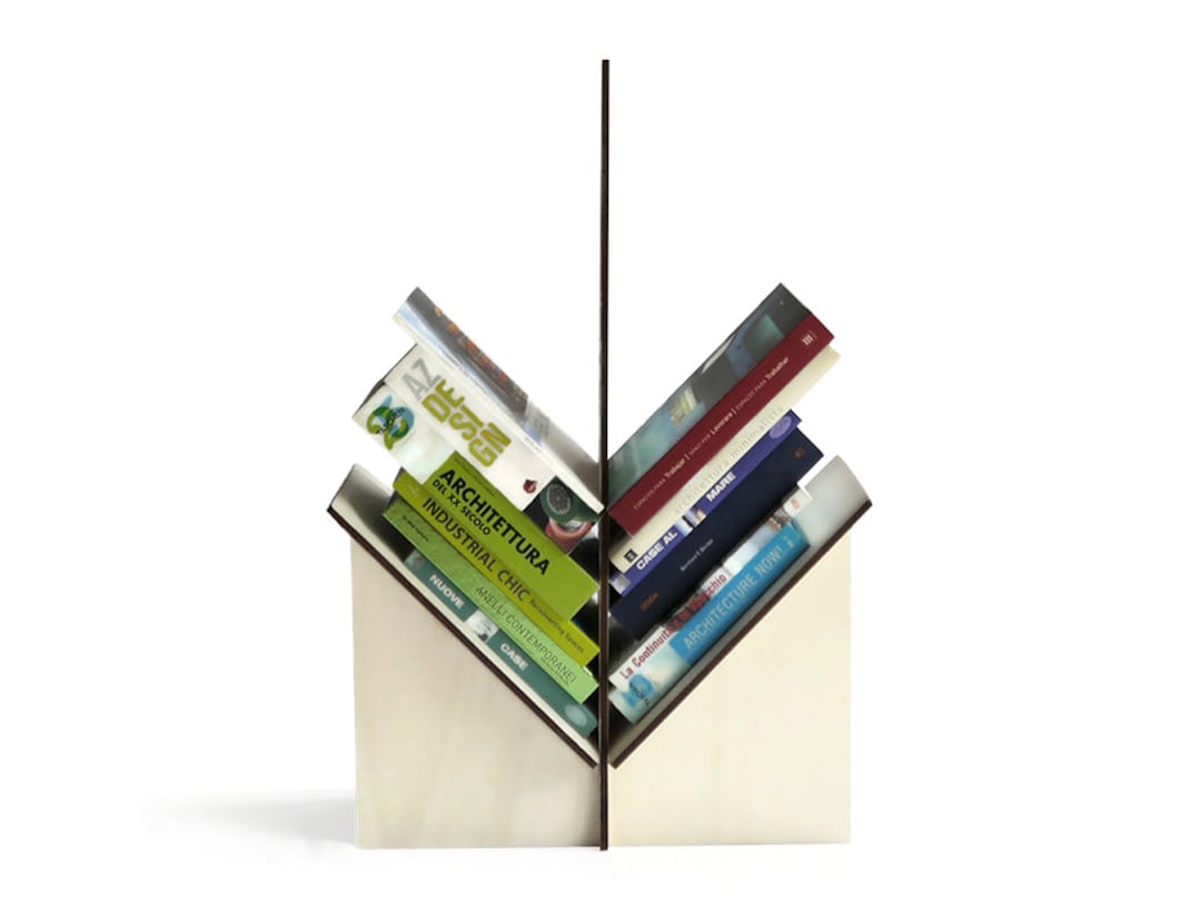 Vertical Wooden Bookshelf Contemporary Free Standing Modern Book ...